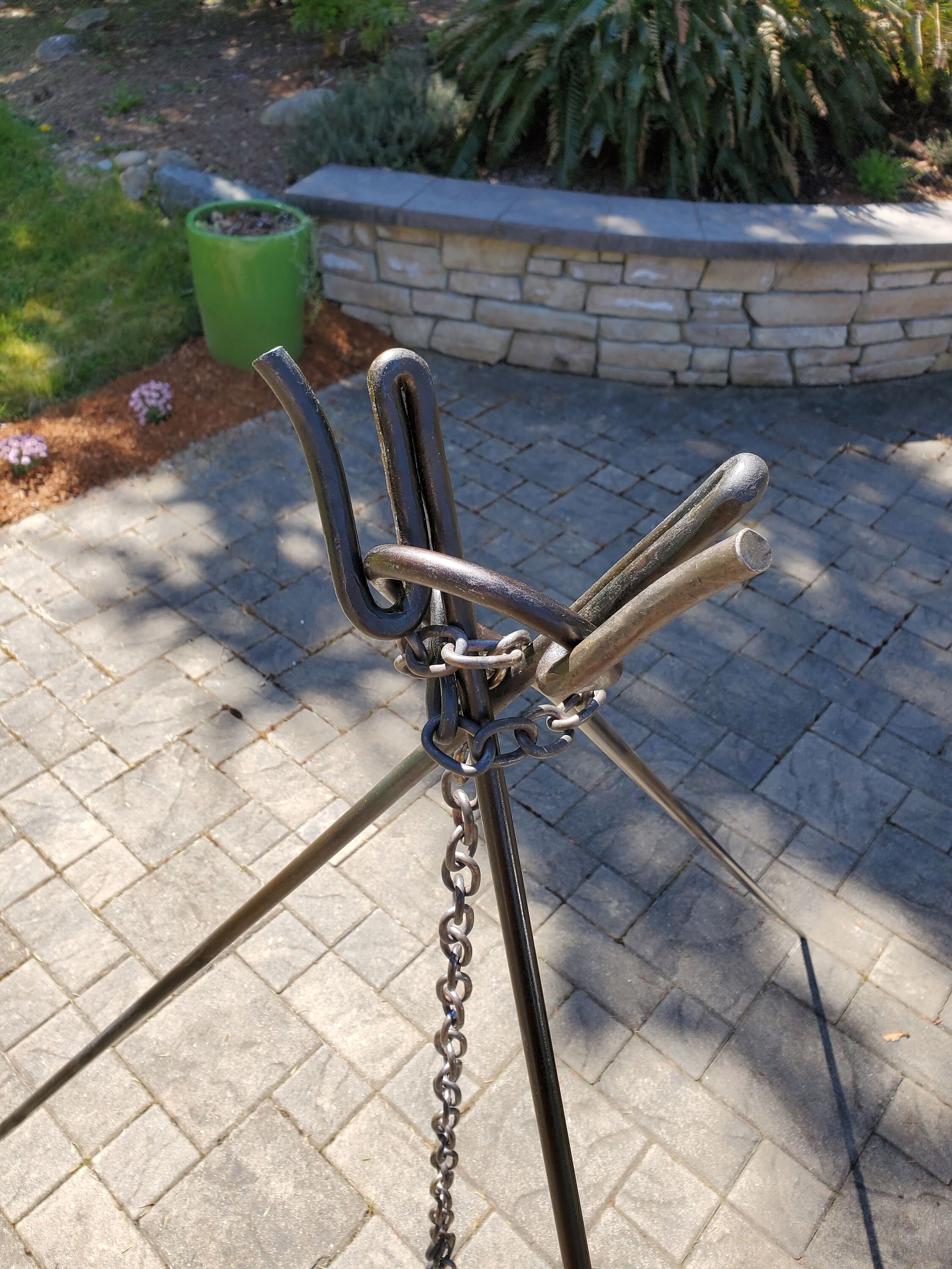 Cooking Tripod/stand - Hand-forged Carbon Steel - Stainless Steel Chain ...