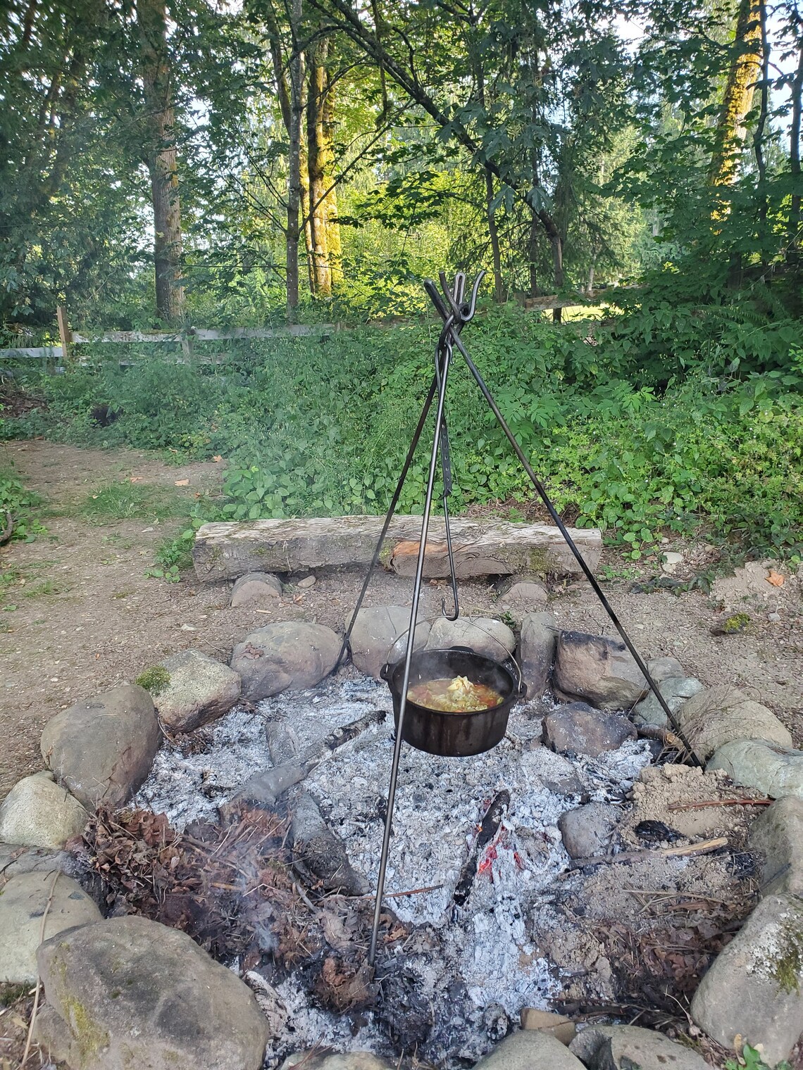 Cooking Tripod/stand - Hand-forged Carbon Steel - Stainless Steel Chain ...