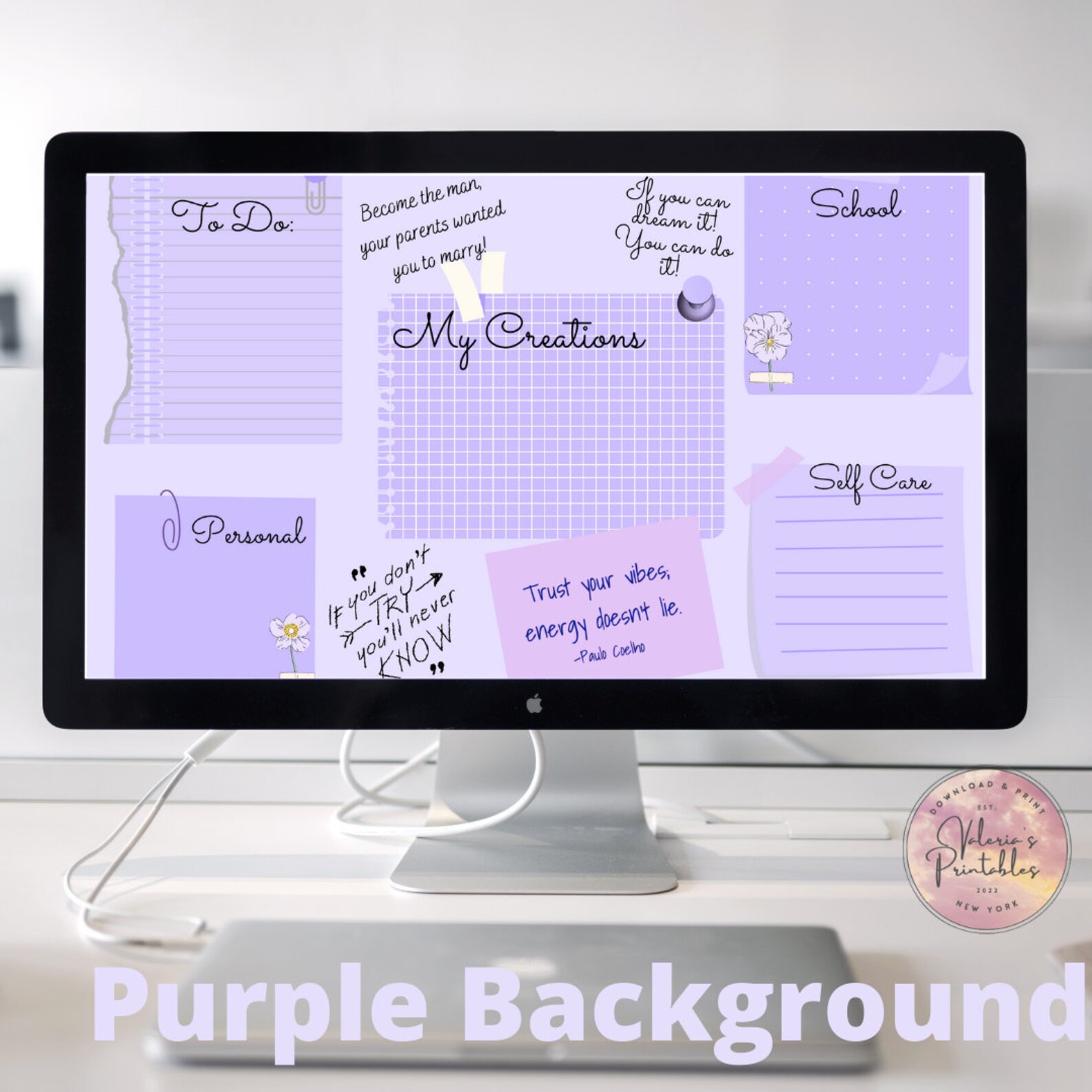Motivational Purple Desktop Organizer / MacBook Purple Wallpaper ...