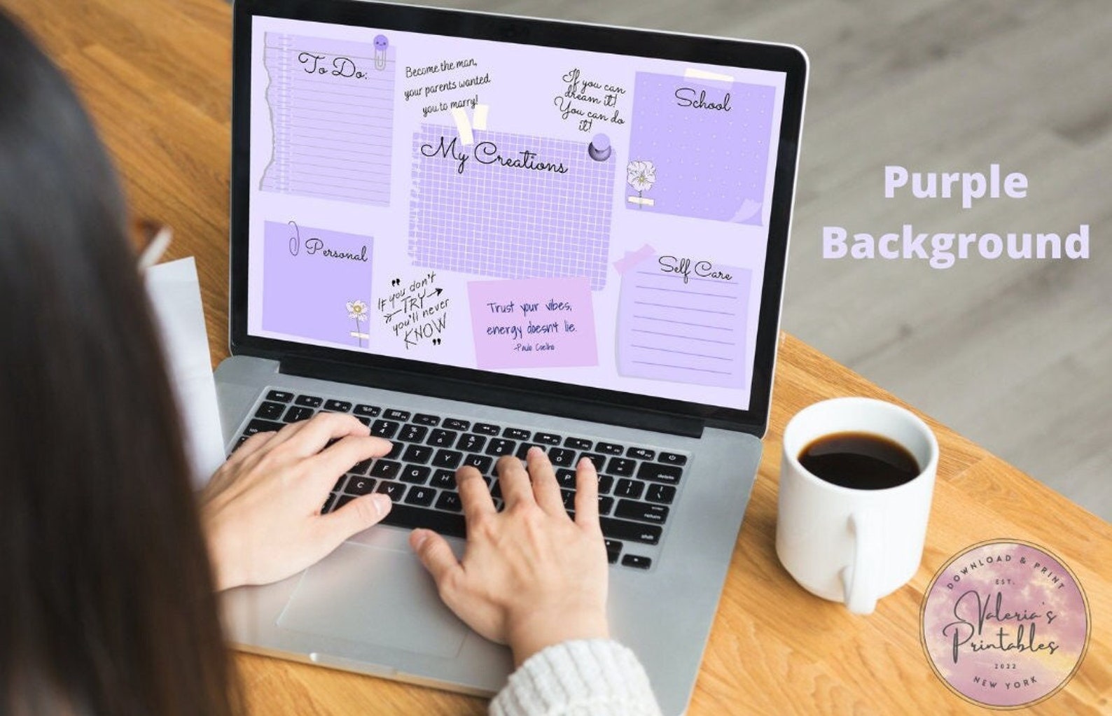 Motivational Purple Desktop Organizer / MacBook Purple Wallpaper ...