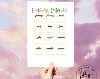 Minimalist Birthday Tracker Printable | DIGITAL DOWNLOAD | Birthday ...