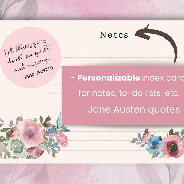 Jane Austen Notecard - Etsy