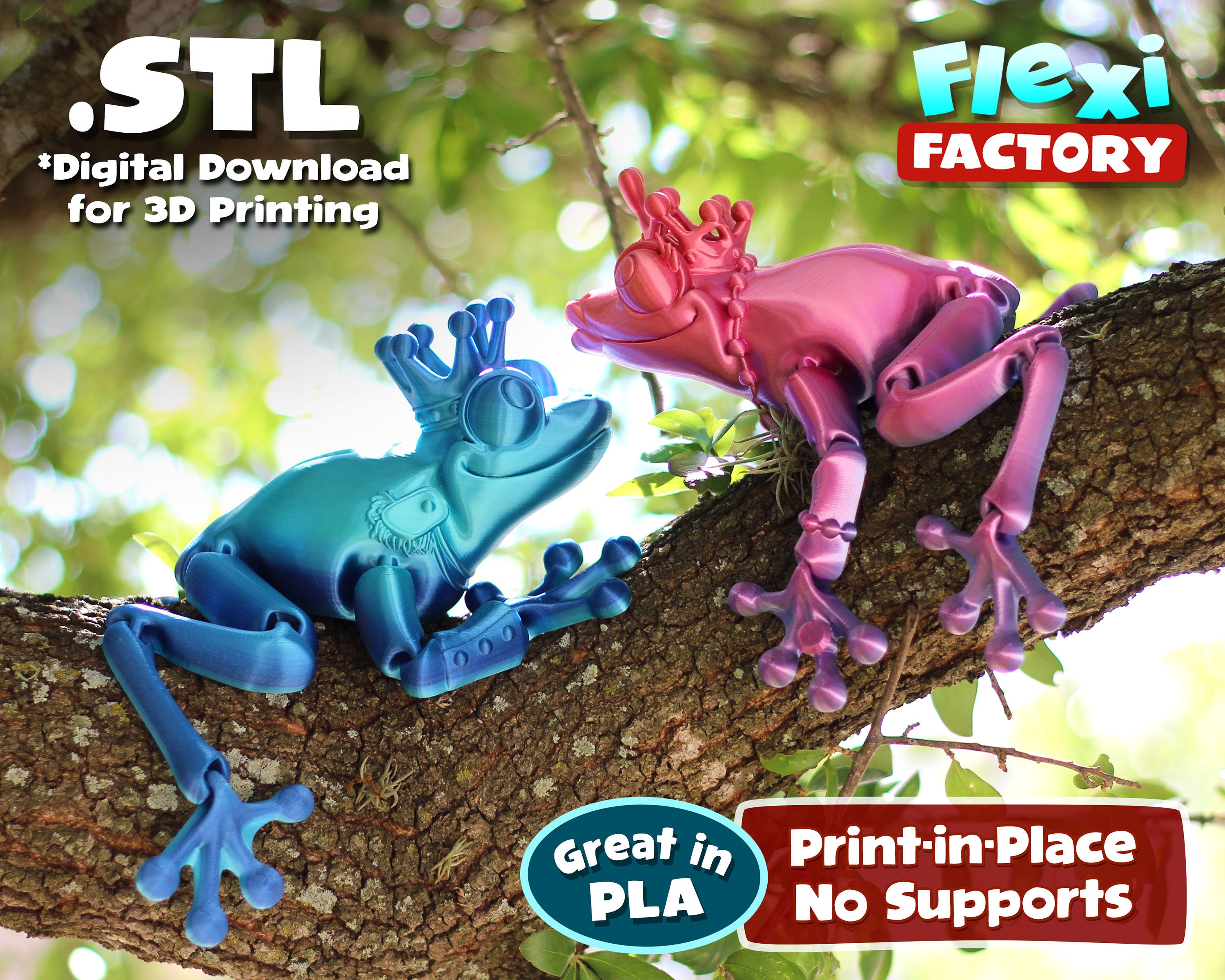 Flexi Print-in-place Frog Prince and Princess STL File for - Etsy