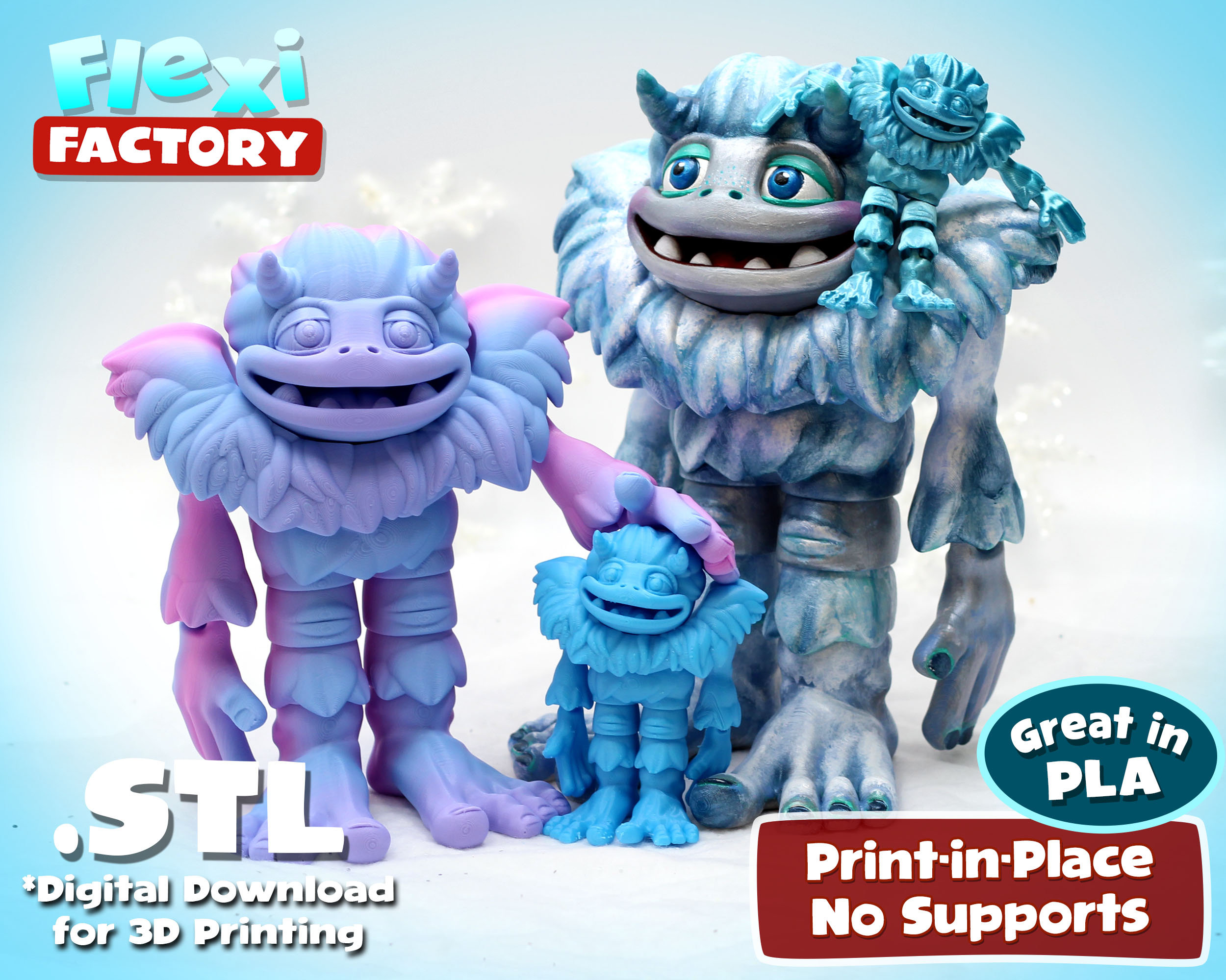 Flexi Print-in-place Standing Yeti for 3D Printing - Etsy