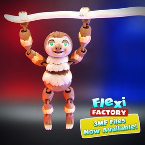 Cute Flexi Print-in-place Sloth - STL File for 3D Printing Now With 3MF ...