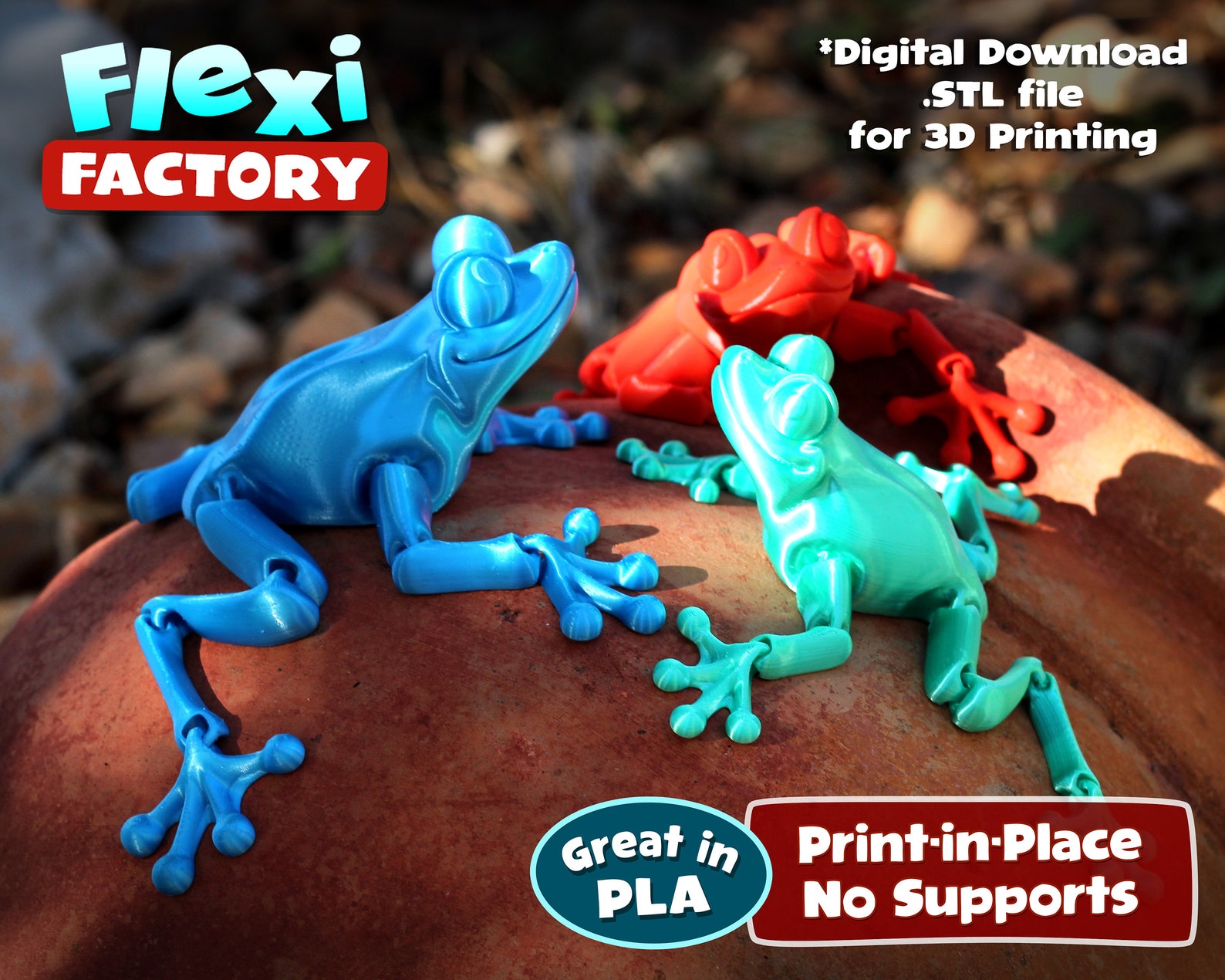 Cute Flexi Print-in-place Frog - STL File for 3D Printing - Etsy