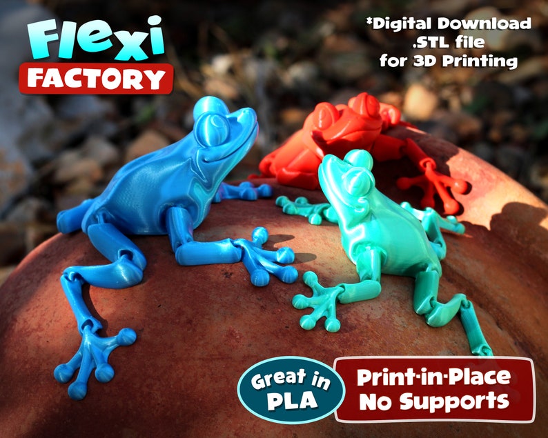 Cute Flexi Print-in-place Frog STL File for 3D Printing - Etsy