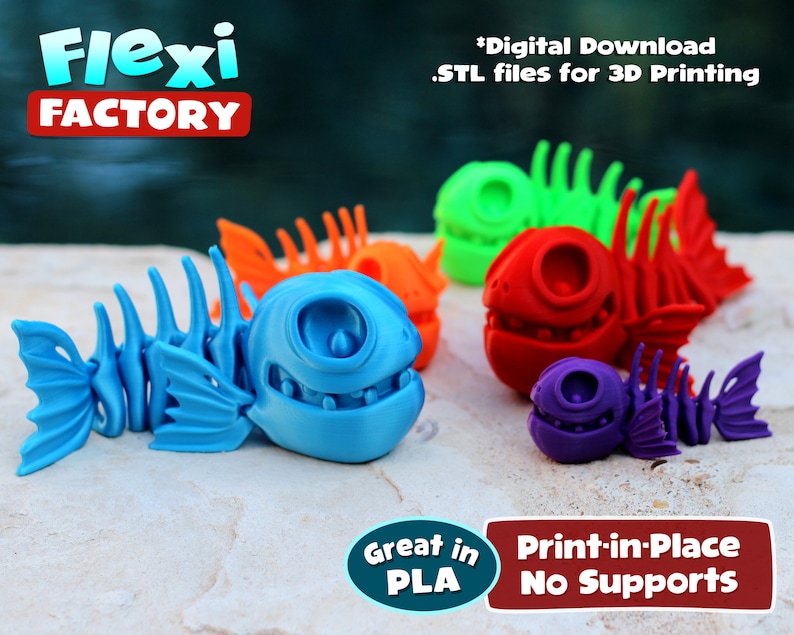Flexi Print-in-place Fish - STL File for 3D Printing Active - Etsy