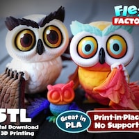 Flexi Factory Owl Print-in-place 3D STL and 3MF Files for Printing! - Etsy