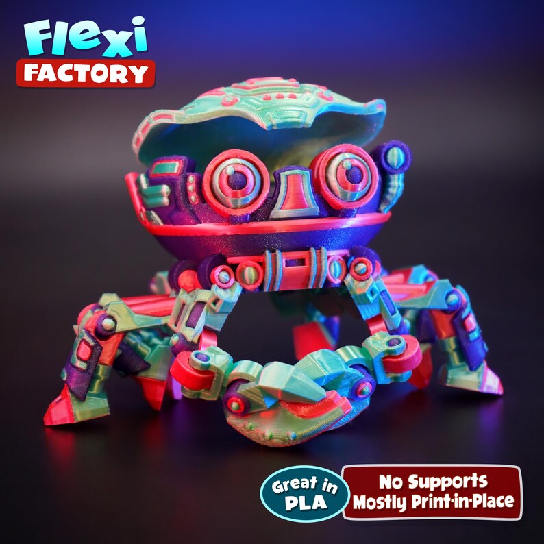 Flexi Factory Cyber Crab With STL and 3MF Files Included! - Etsy