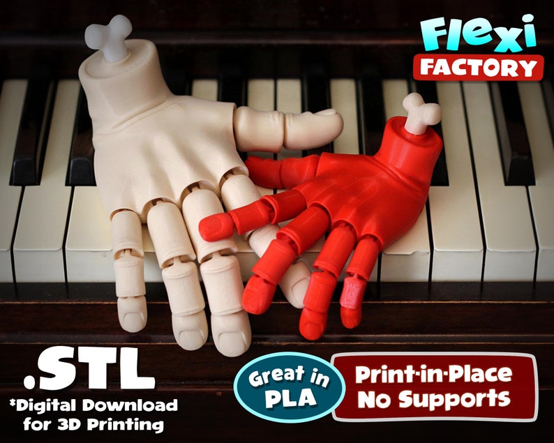 Flexi Factory Print-in-place Hand - STL for 3D Printing - Etsy