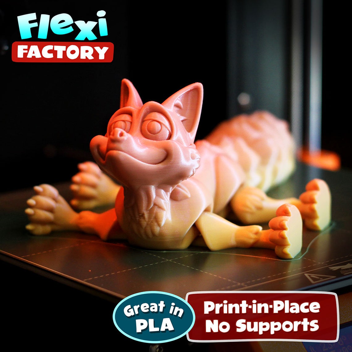 Cute Flexi Print-in-place FOX STL File for 3D Printing - Etsy