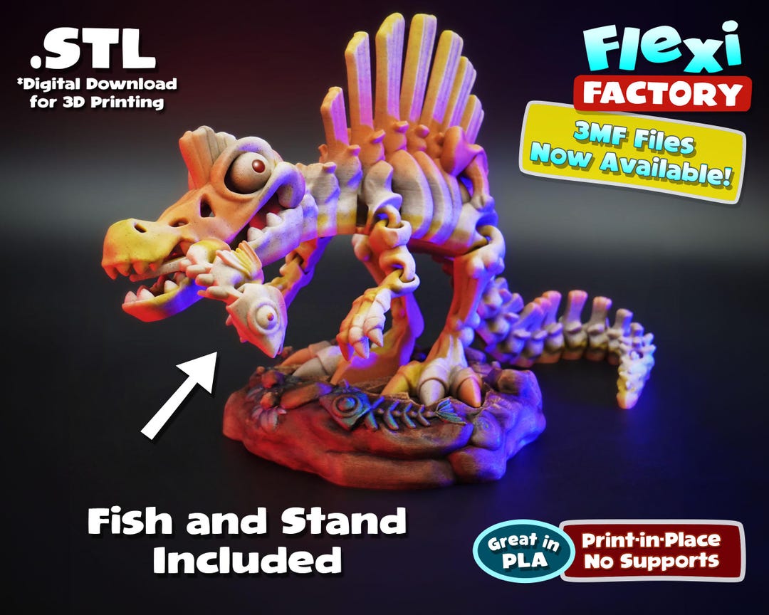 Flexi Factory Skeleton Spinosaurus: STL and 3MF Files Included - Etsy