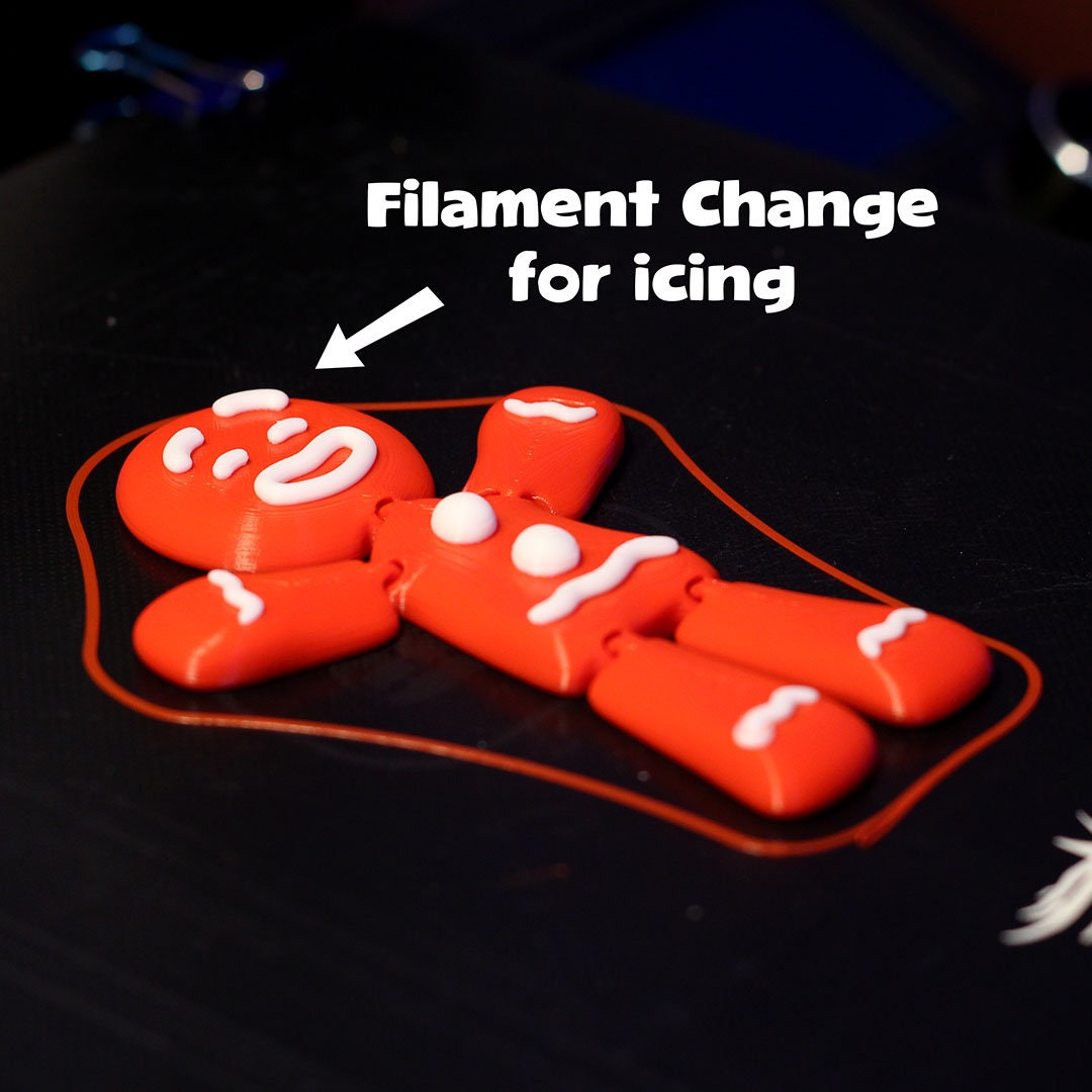 Flexi Print-in-place GINGERBREAD ORNAMENT STL for 3D Printing - Etsy