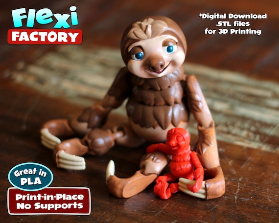 Cute Flexi Print-in-place Sloth STL File for 3D Printing - Etsy UK