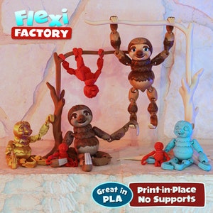 Cute Flexi Print-in-place Sloth - STL File for 3D Printing Now With 3MF ...