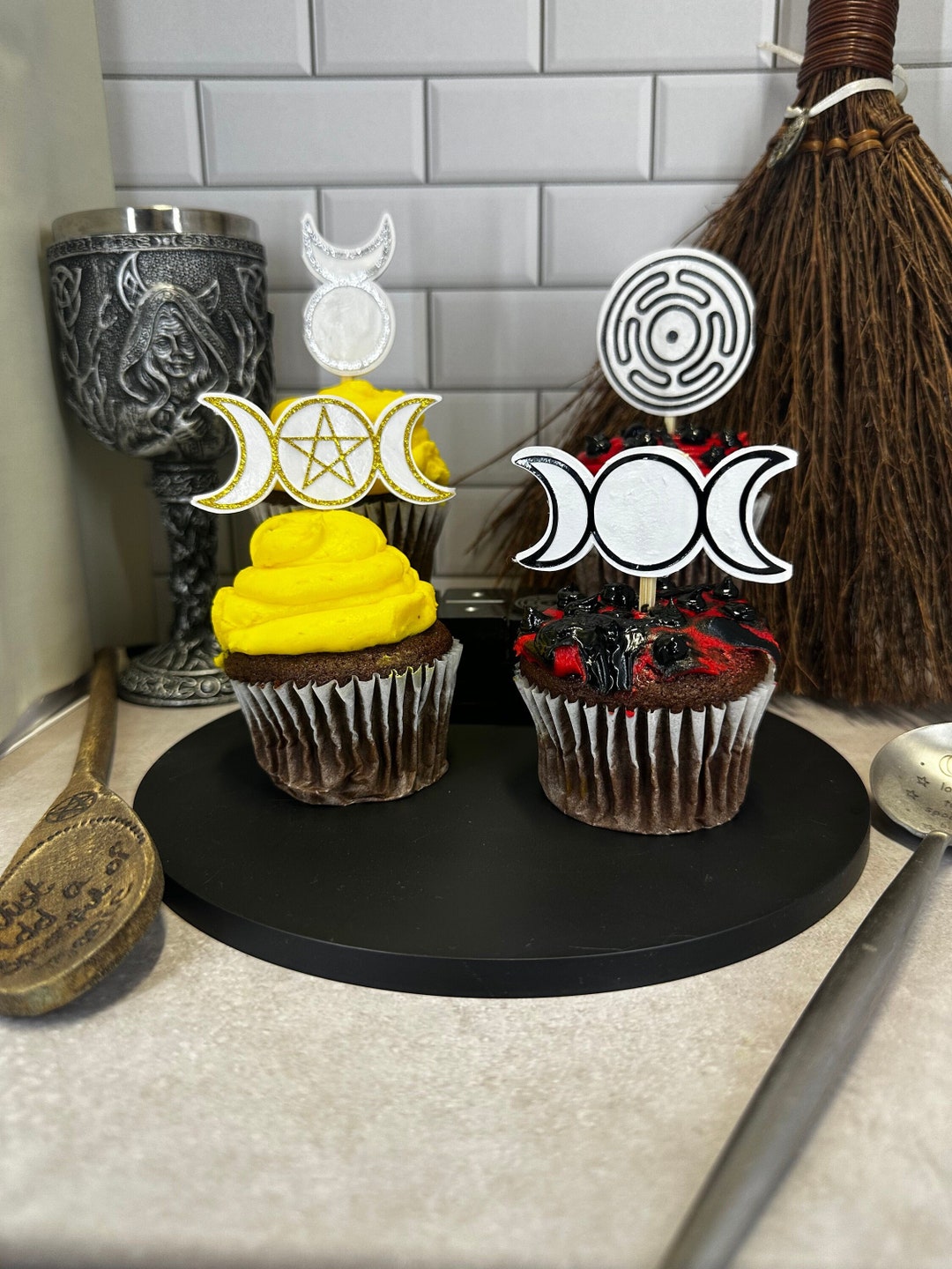 Pagan Cupcake Toppers | Witchy Cupcake Decorations | Witchy Symbol Cake ...