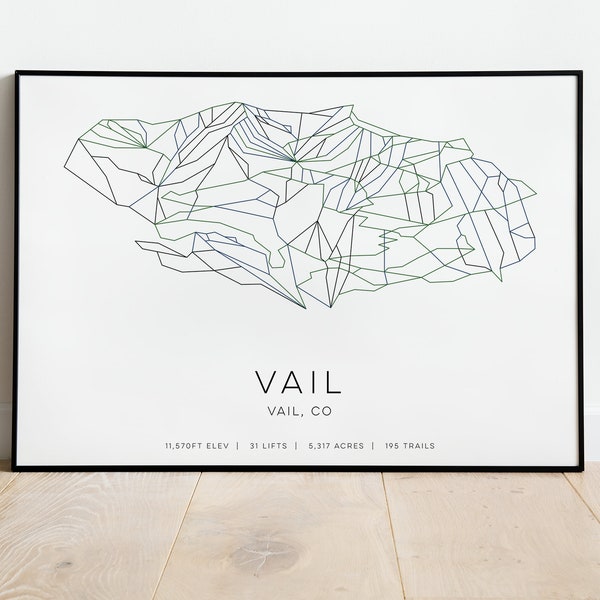 Vail Ski Map Wall Art - Etsy