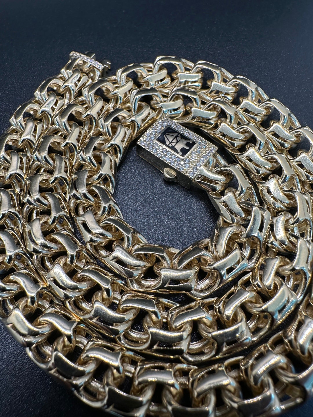 14K Chino Chain Necklace Real Gold Chino Chain Chunky Gold Chain 14K ...