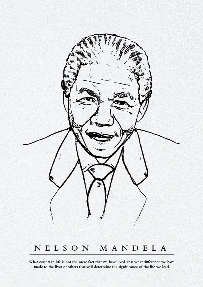 Nelson Mandela Illustration Wall Art. South Africa. Digital Download ...