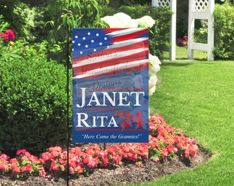 Janet and Rita 2024 Flag, Here Comes the Grannies Flag, Funny 2024 ...