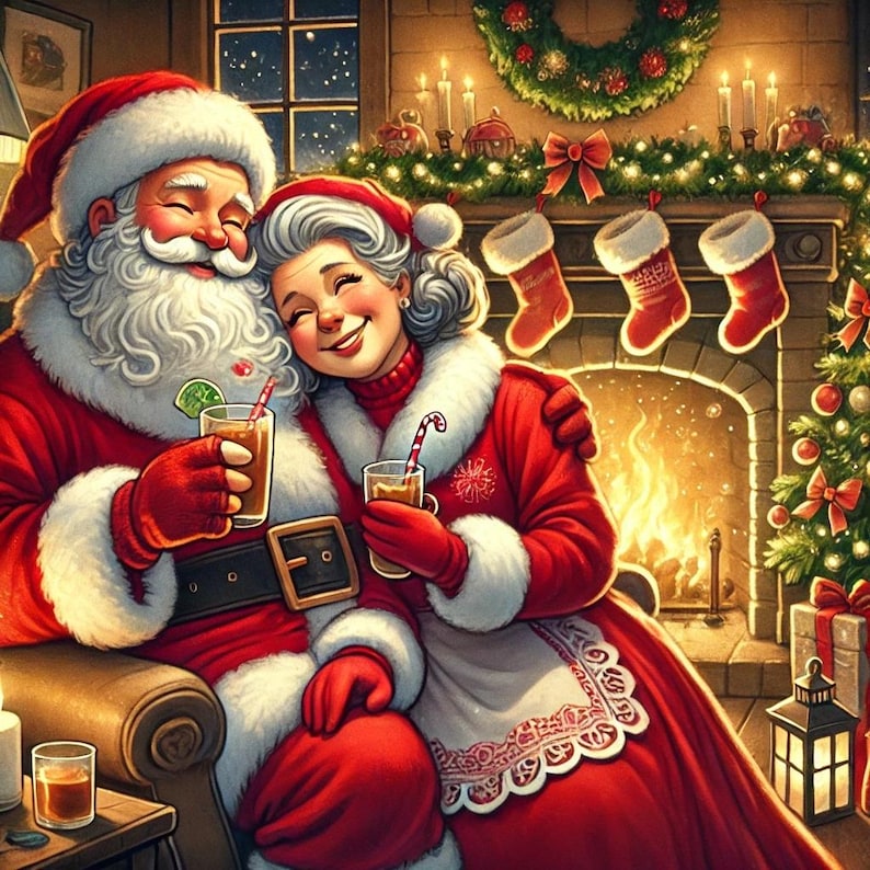 Romantic SANTA and Mrs. Claus Celebrating Early With a Cuddle christmas ...