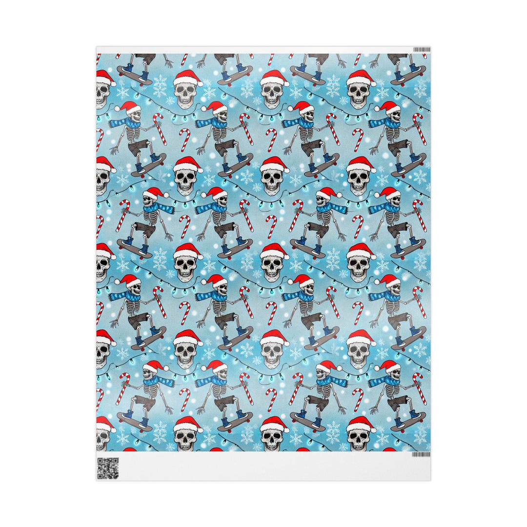 Skateboarding Skulls Wrapping Papers, Christmas Gift Wrap, Fun Holiday ...