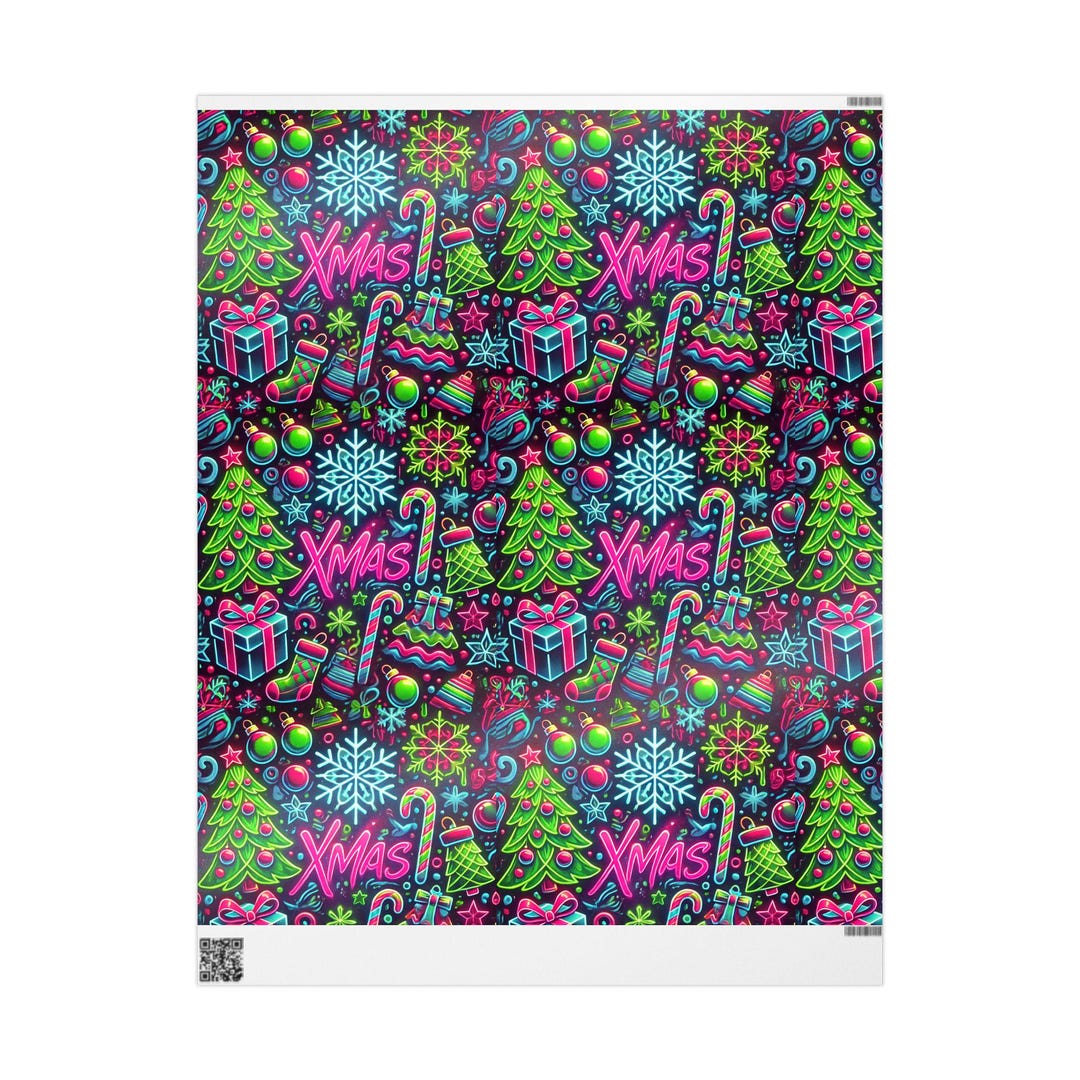 Wrapping Papers, Neon Trees 80s Theme Retro Unique Design, Christmas ...