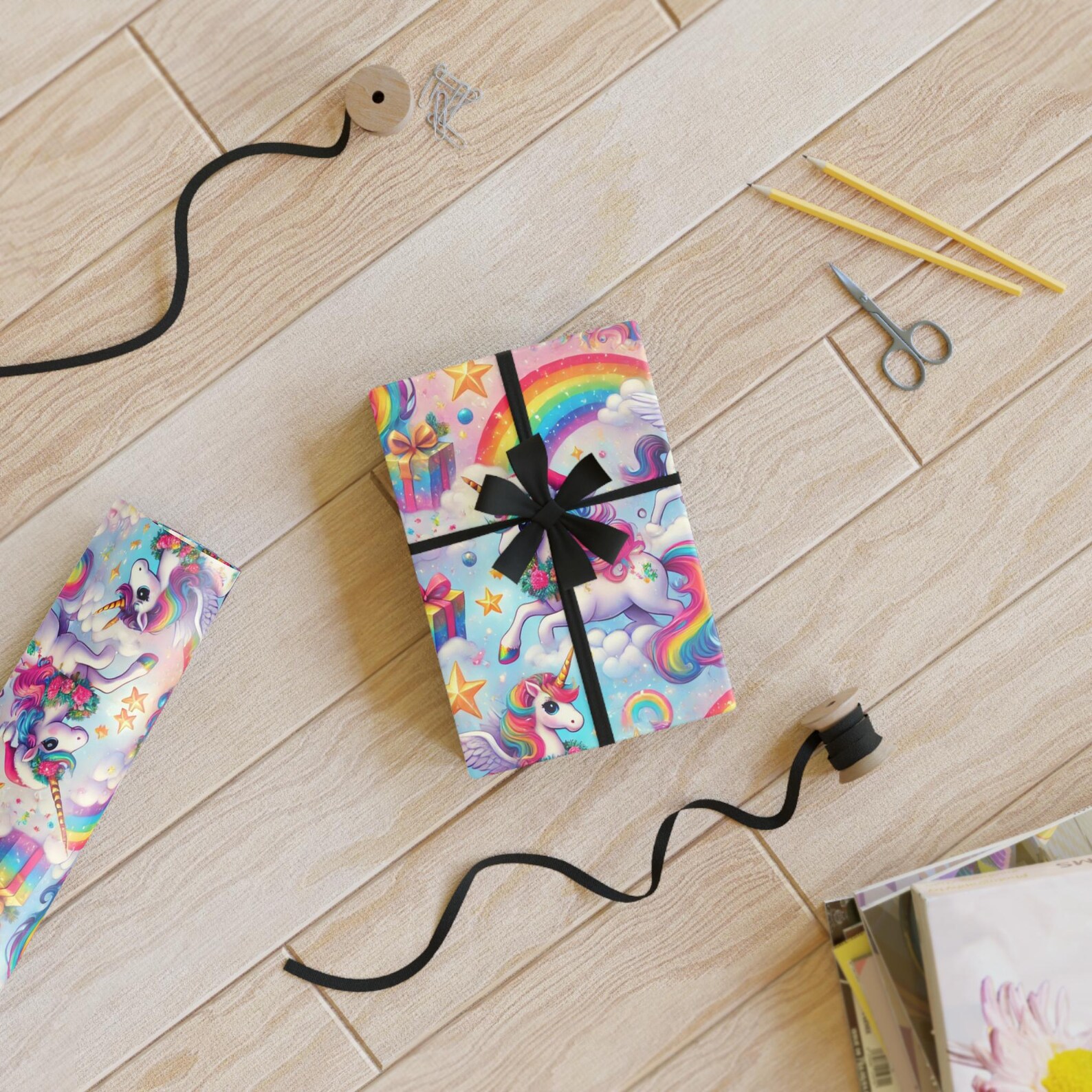 Wrapping Papers, Unicorn Christmas Gift Wrap, Holiday Present ...