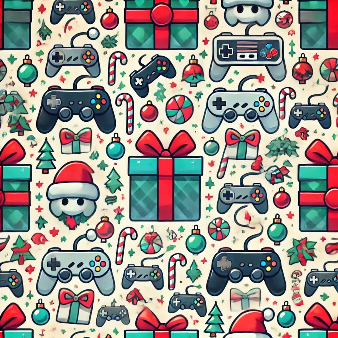 Fun VIDEO GAME Gamer-themed Christmas Wrapping Paper Gift Wrap Pattern ...