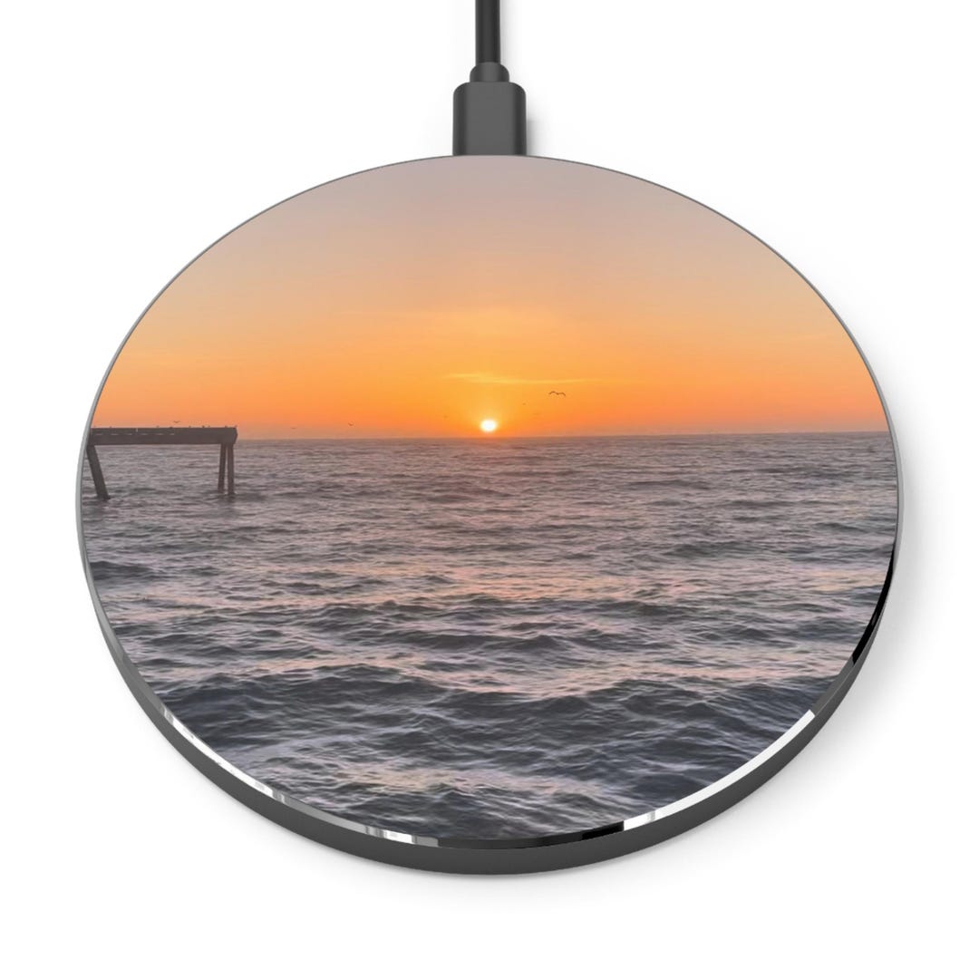 Sunset WAVES Pier Ocean Wireless Charger Fast Charging Pad, Beach Decor ...