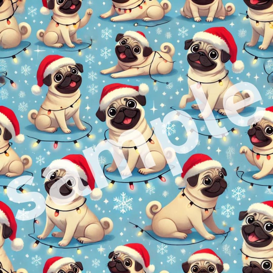 PUGS Christmas Gift Wrap Paper Pattern (PRINTABLE DOWNLOAD) - Etsy