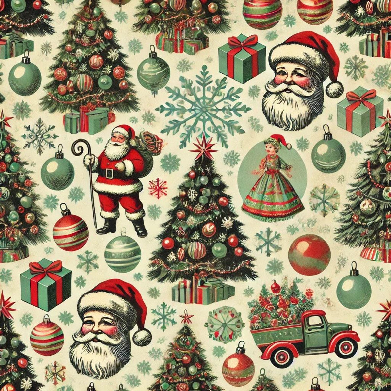 UNIQUE and Classic VINTAGE Christmas Wrapping Paper Pattern - Etsy