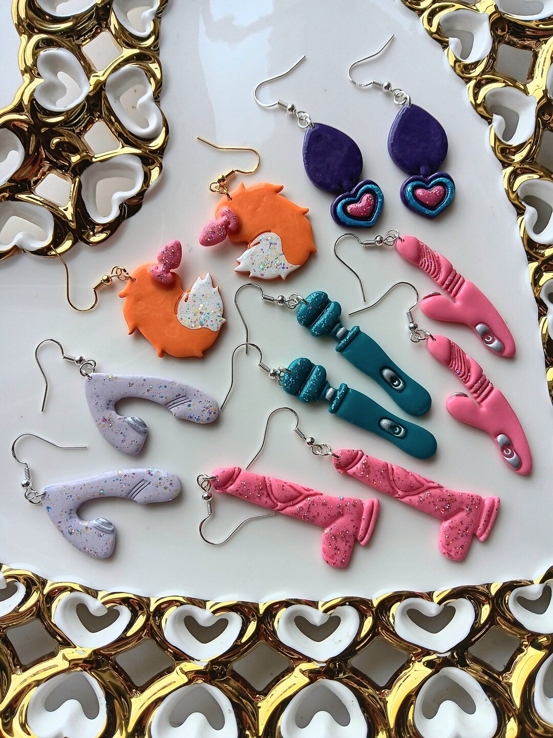 Sex Toys Naughty Polymer Clay Statement Earrings Fox Tail Plug Butt Plug Rabbit Toy Magic Wand