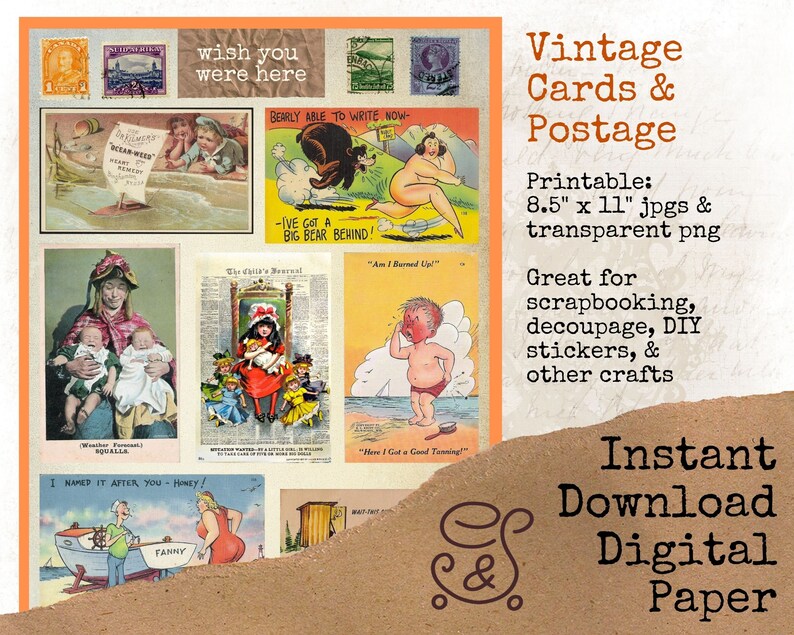 Vintage Post Cards, Old-timey Clip Art Images, Retro Postcards ...
