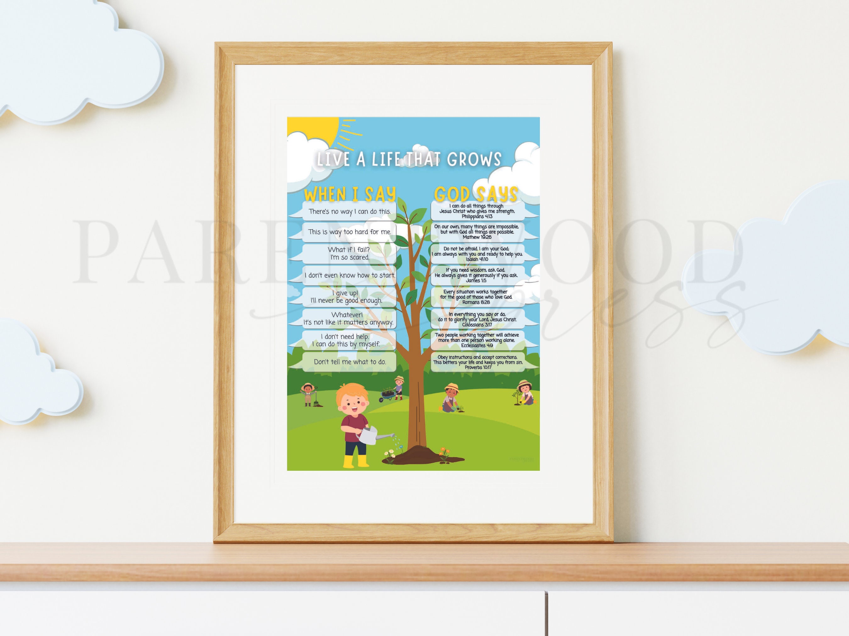 SALE | Christian Growth Mindset Chart | Bible Verses for Kids ...