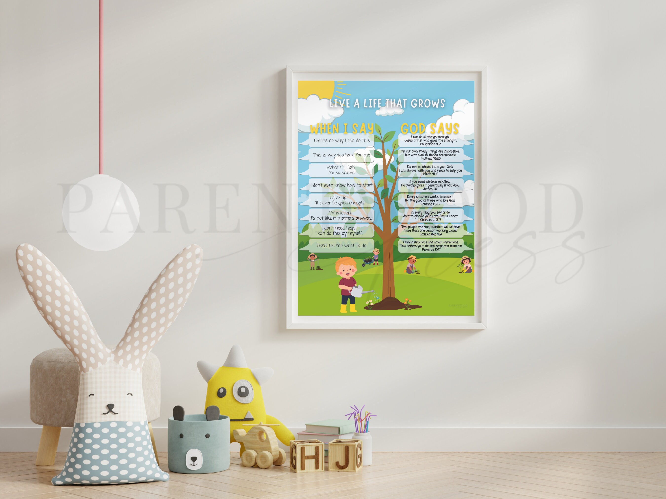 SALE | Christian Growth Mindset Chart | Bible Verses for Kids ...