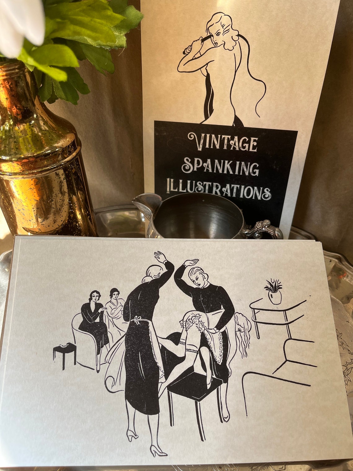 Vintage Spanking Illustrations Etsy