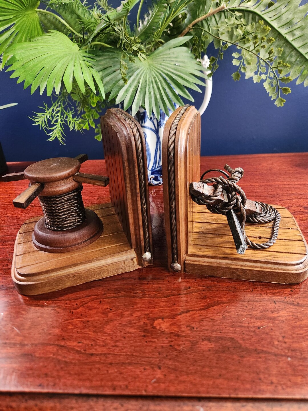 Nautical Wooden Bookends, Shelf Accent, 5 X 5, Home Accent, Bookshelf ...