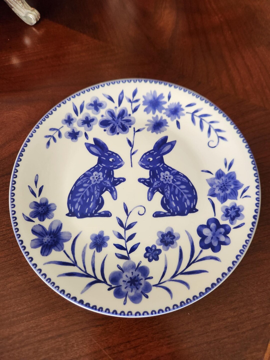 Blue White Bunny Rabbit Stoneware Plate by Pier 1, 8.5 , Spring Decor ...