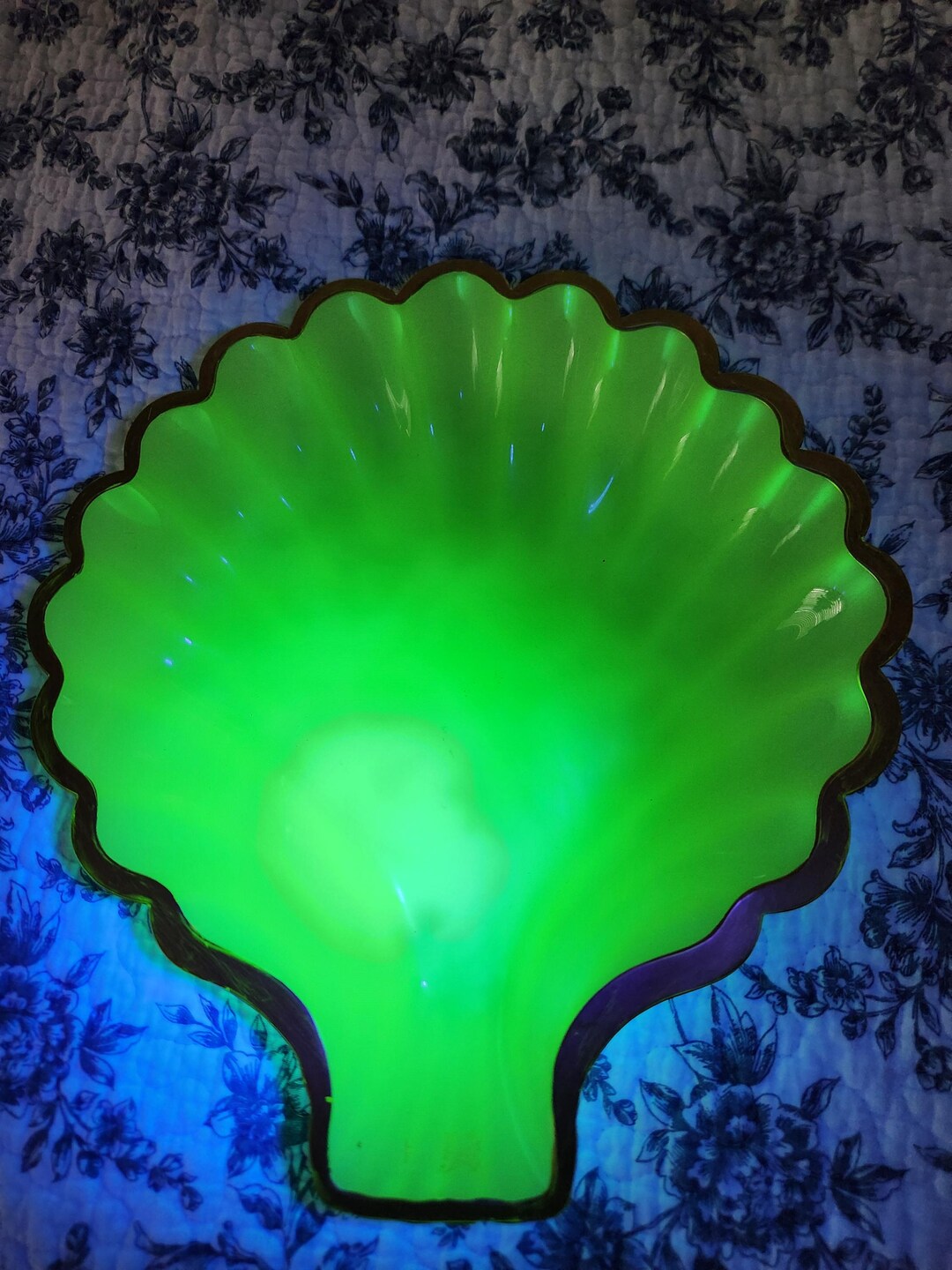 UV Opaline Glass Scallop Shell Dish 10 X 9.5 X 2.25 Inches, Trinket ...