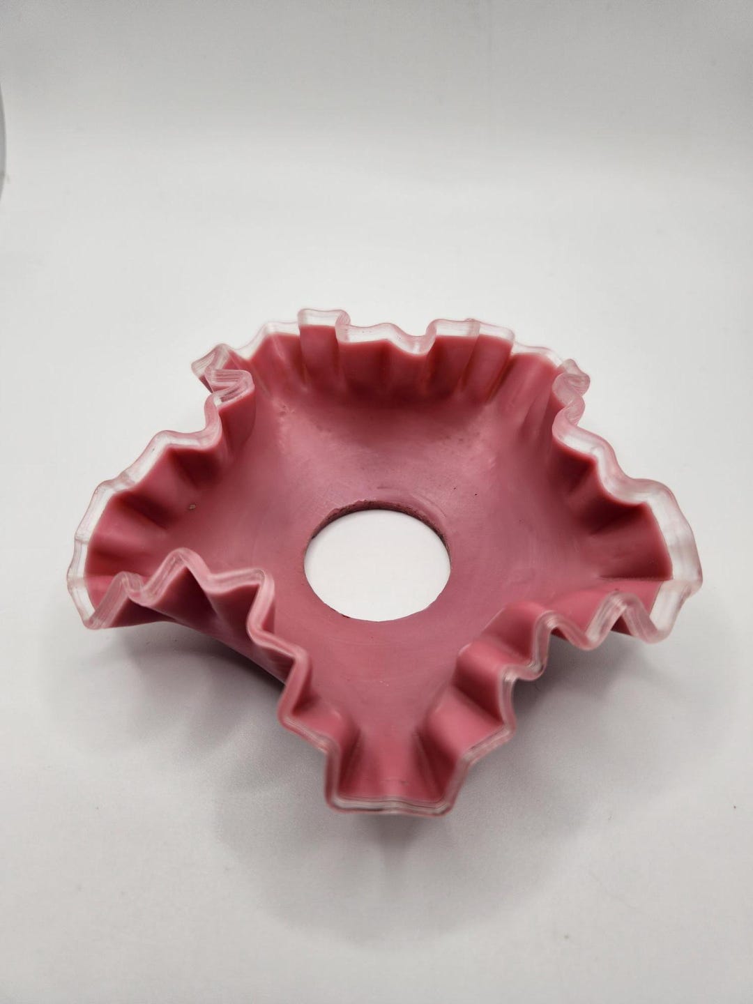 Pink Cased Glass Bobeche for Candle or Lamp Accessory, Collectible ...