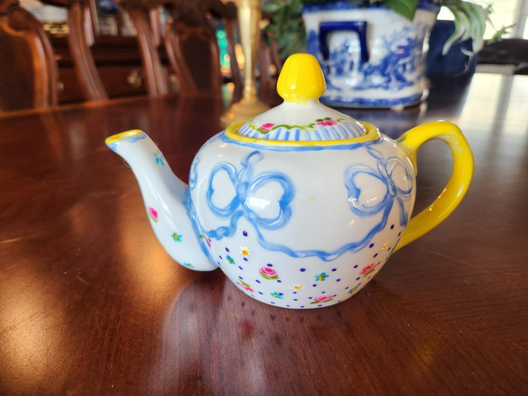 Hand Painted Spring Teapot for Decor, Cheerful Spring Colors, Spring ...