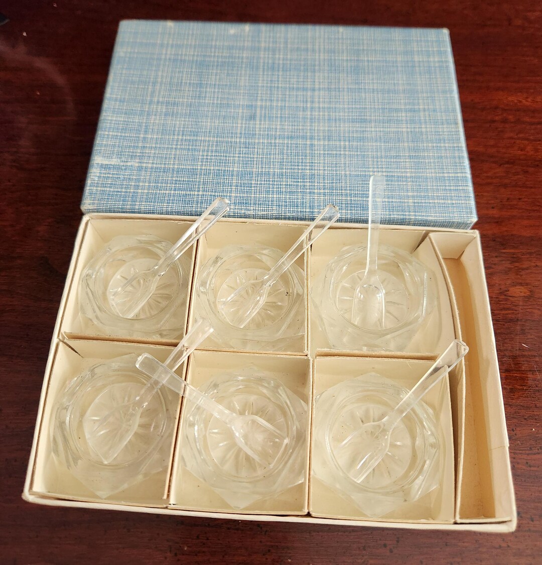 Vintage Salt Cellars With Spoons, Table Accessory, Collectible Glass - Etsy