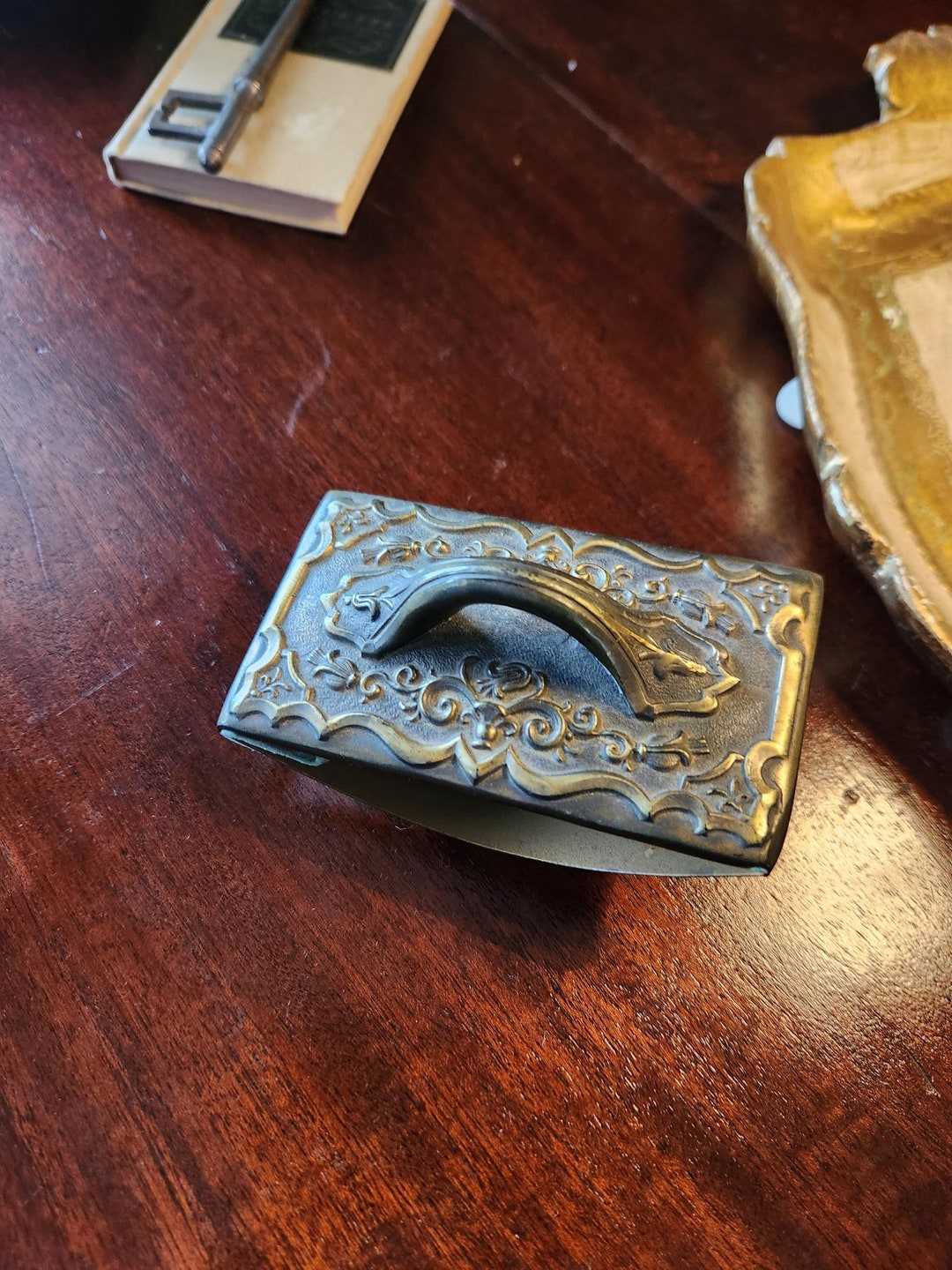 Antique Brass Rocker Ink Blotter, 4.25 X 2.5 W, Office Decor, Desk ...