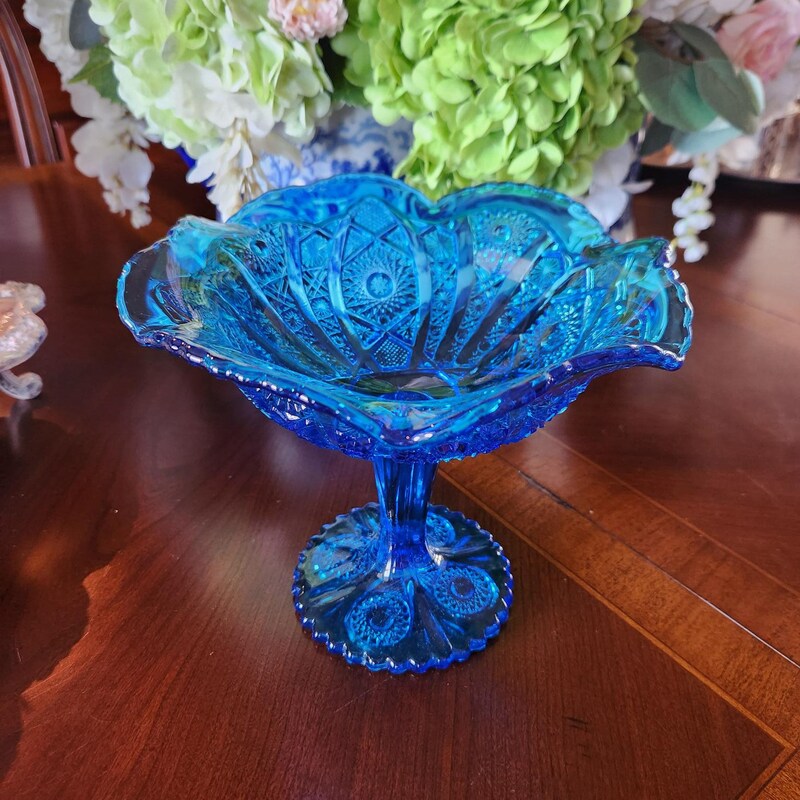 Blue Glass Compote - Etsy