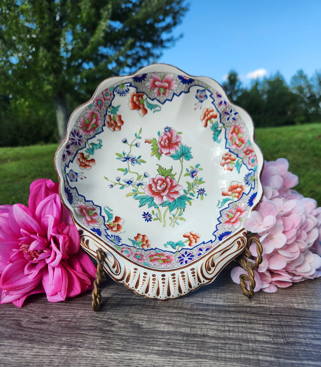 Early Spode Clamshell Dish 9.25" Floral Pattern, Marked With Spode ...