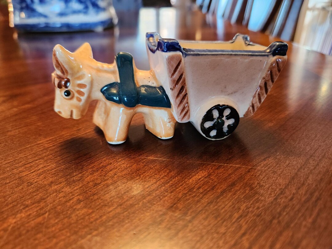 Vintage Donkey & Cart Planter Figurine, Made in Occupied Japan, Home ...