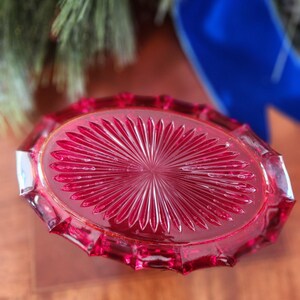 Vintage Ruby Red Fostoria Coin Oval Glass Bowl, Collectible Glass, Red ...