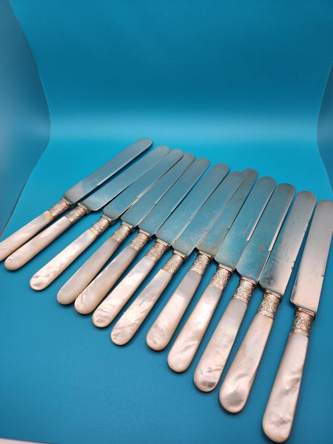 1834 J Russell & Co 12 Mother of Pearl Handle Set of 12 Knives ...